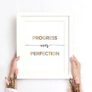 Progress Over Perfection Printable Wall Art, Motivational Typography ...
