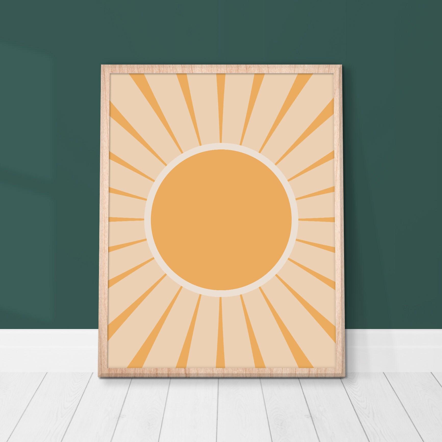 Large Sun Boho Print, Abstract Sun Wall Art, Boho Sun Rays Circle ...