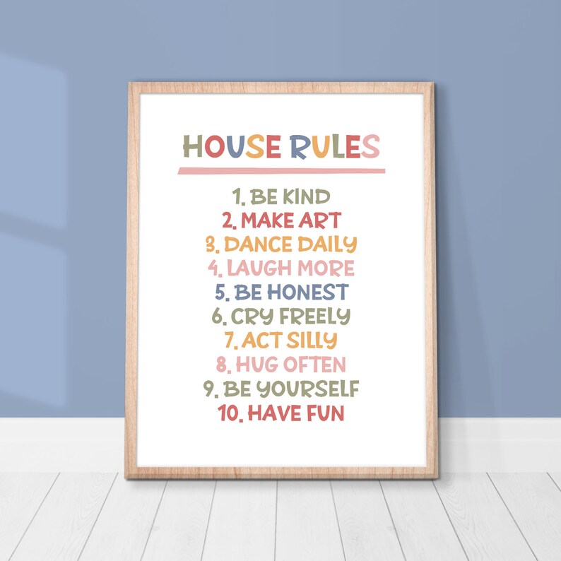 House Rules Print, Cute Boho Living Room Poster, Entry Room Printable ...