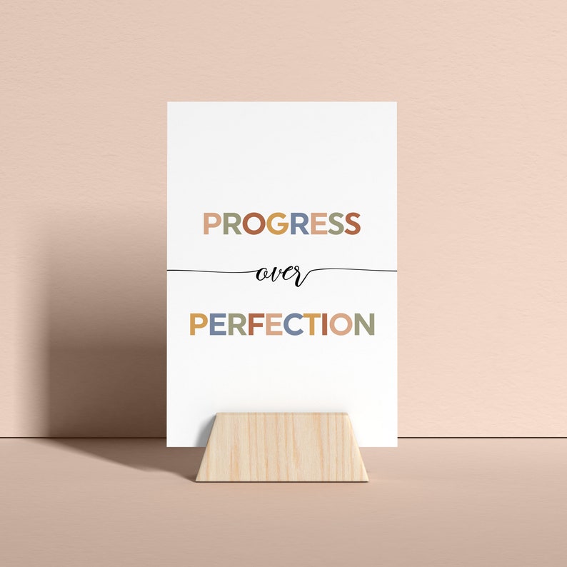 Progress Over Perfection Printable Wall Art, Motivational Typography ...