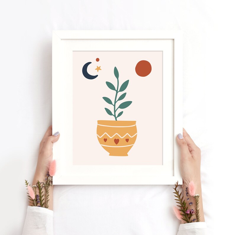 Boho Modern Plant Print, Botanical Poster, Cute Boho Decor, Kitchen ...