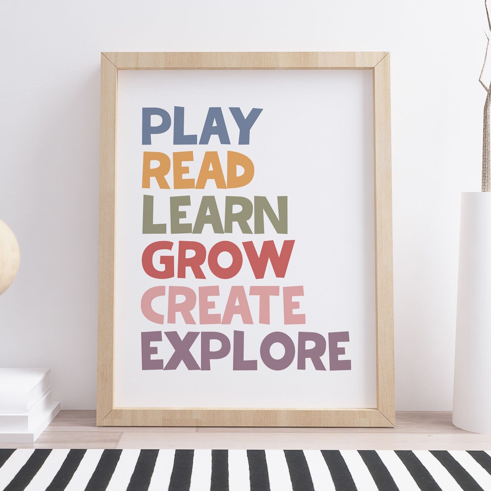 Play Read Learn Grow Create Explore Print, Playroom Poster, Kid's Room ...