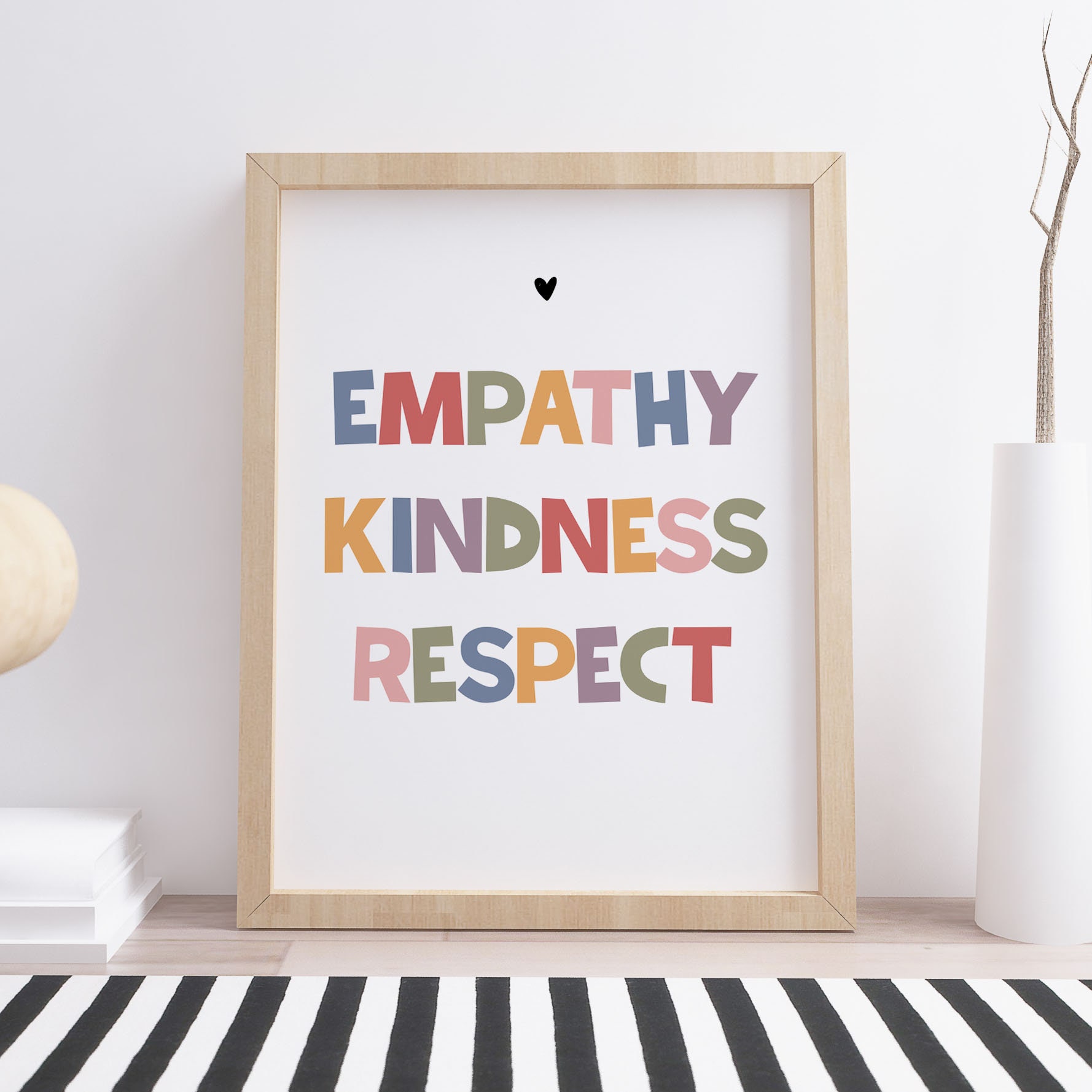 Empathy Kindness Respect Print, Inspirational Poster, Kid's Room Art ...
