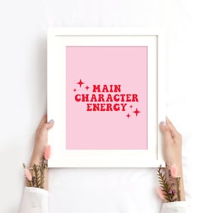 Main Character Energy Print, Funny Retro Pink Bedroom Poster, Gen Z ...