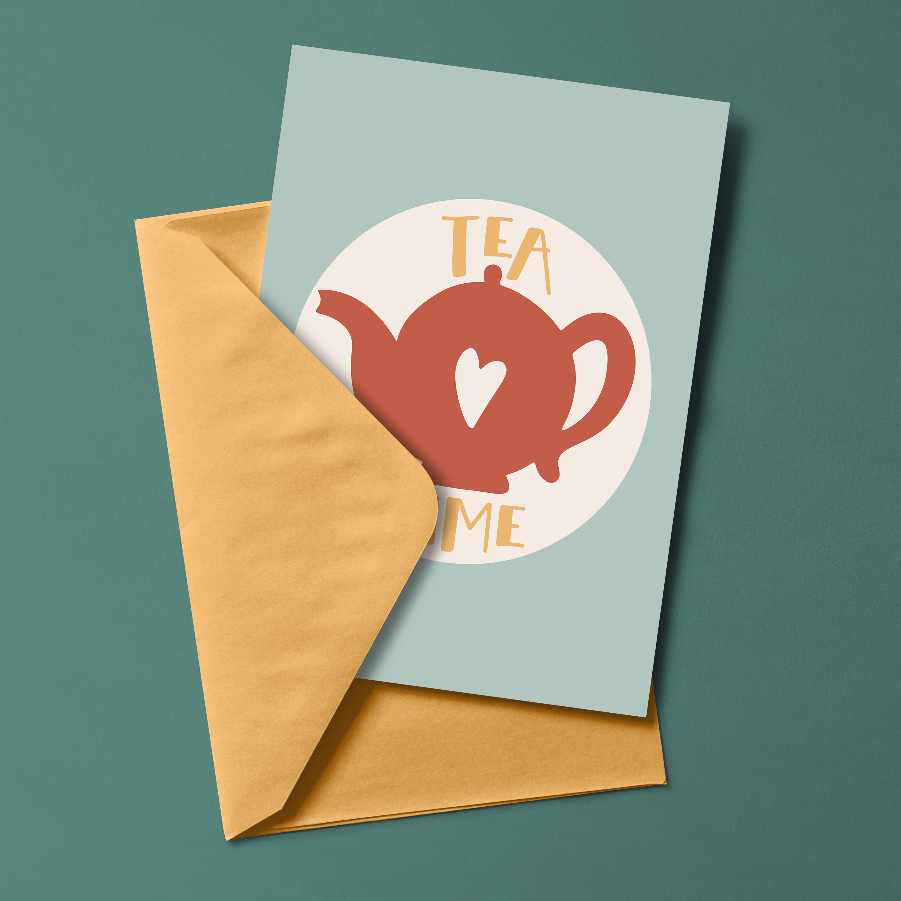 Tea Time Modern Boho Print, Red Tea Kettle Wall Art, Kitchen Printable ...