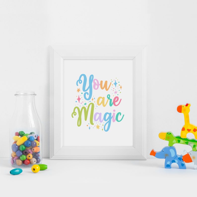 You Are Magic Print, Inspirational Poster, Pastel Colors, Kids Room ...