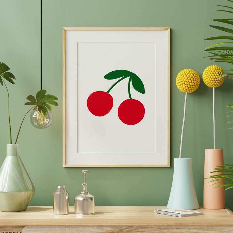 Cherry Print, Cherries Poster, Trendy Printable Wall Art, Aesthetic ...