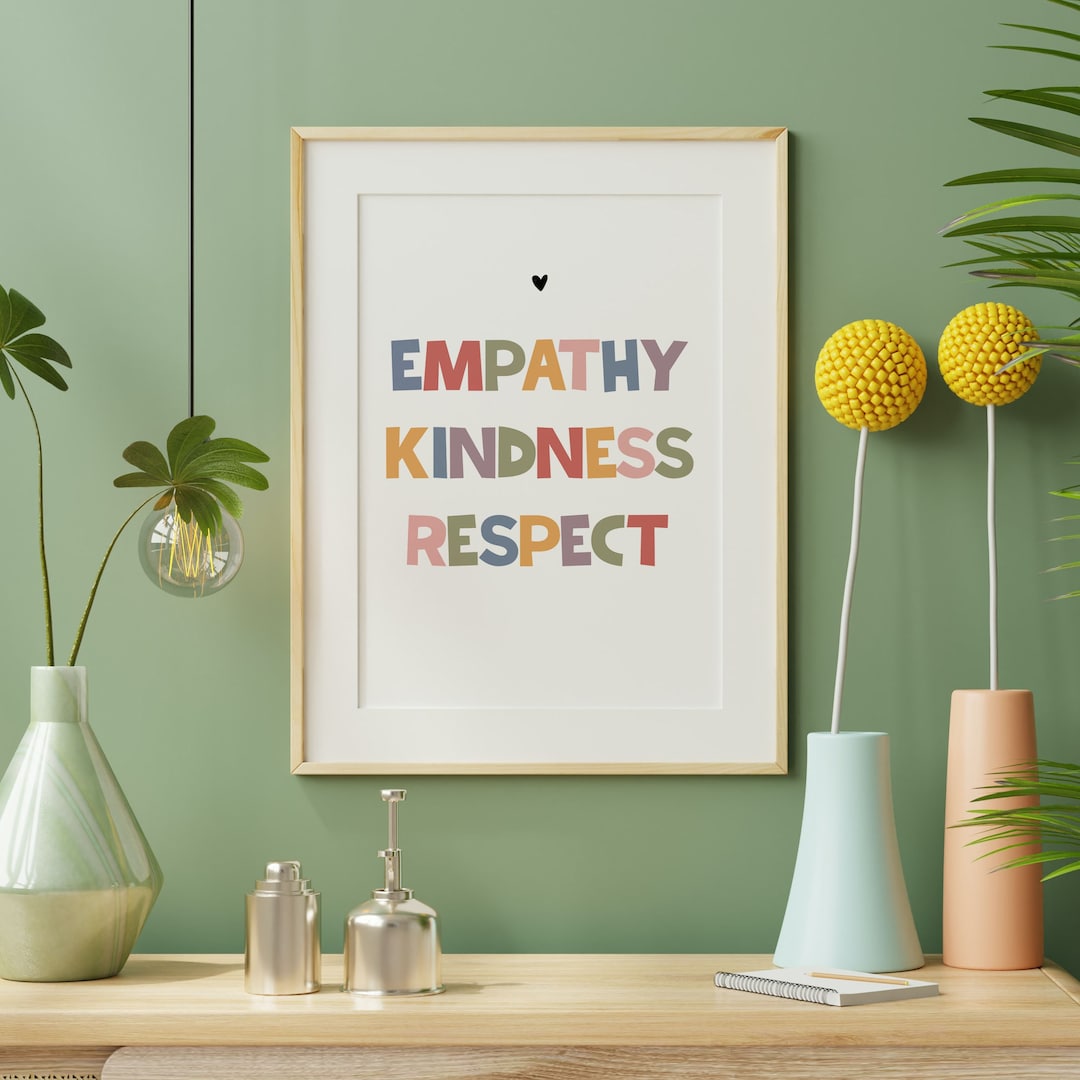 Empathy Kindness Respect Print, Inspirational Poster, Kid's Room Art ...