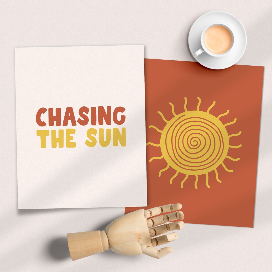 Chasing the Sun, Set of 2 Digital Prints, Cute Boho Sun Print, Bohemian ...