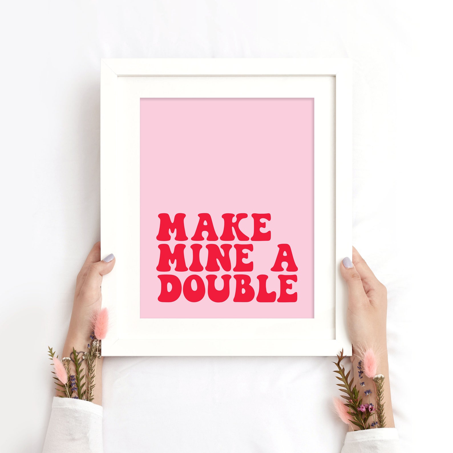 Make Mine A Double Print, Groovy Pink Printable Art, Living Room Poster ...