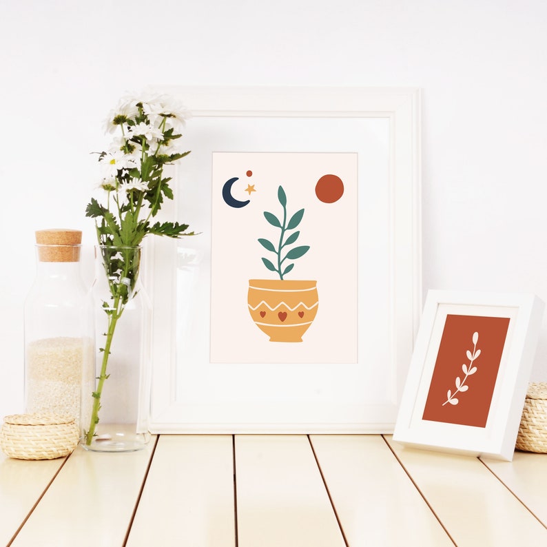Boho Modern Plant Print, Botanical Poster, Cute Boho Decor, Kitchen ...