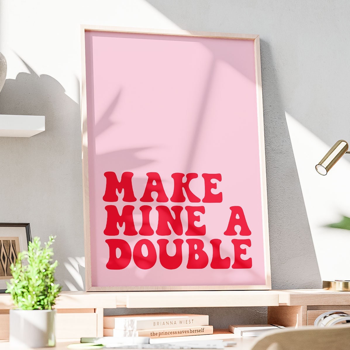 Make Mine A Double Print, Groovy Pink Printable Art, Living Room Poster ...