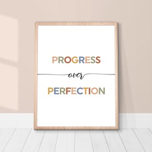 Progress Over Perfection Printable Wall Art, Motivational Typography ...