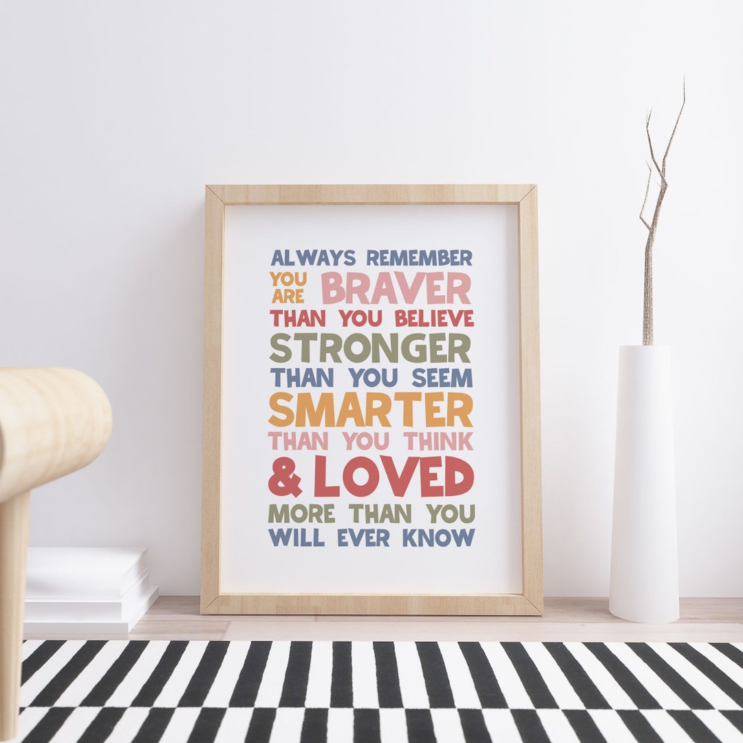 Always Remember You Are Braver Print, Inspirational Nursery Poster ...