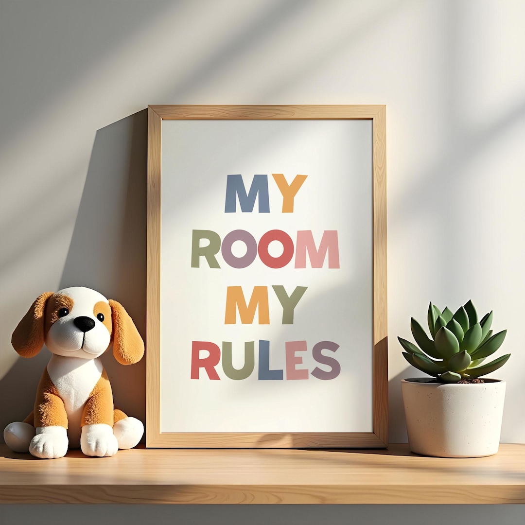My Room My Rules Print, Kids Room Poster, Playroom Art, Children's Room ...
