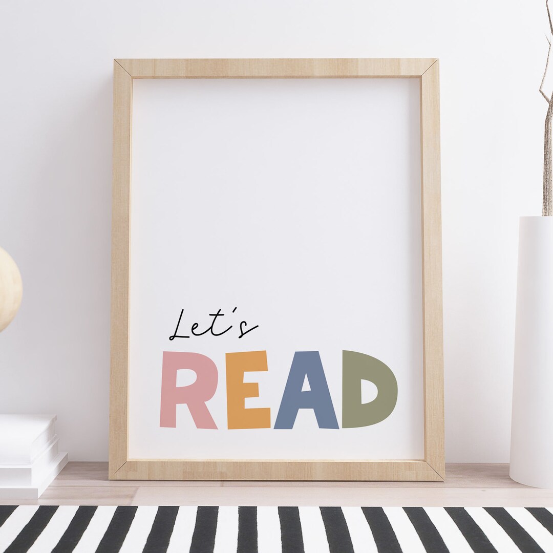 Let's Read Print, Reading Corner Poster, Boho Classroom Decor, Playroom ...