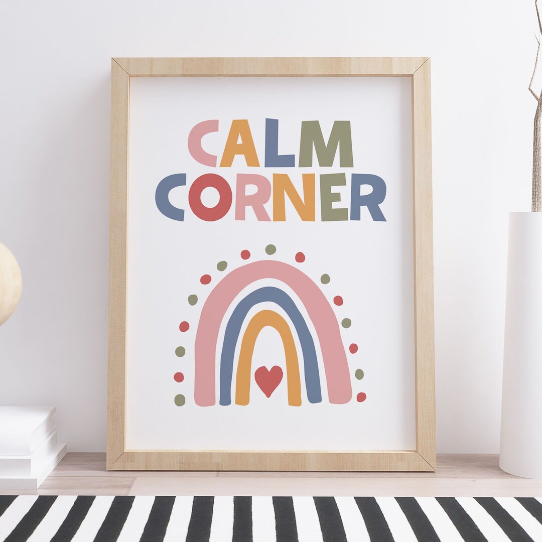 Calm Corner Print, Rainbow Poster, Kid's Room Printable Wall Art ...