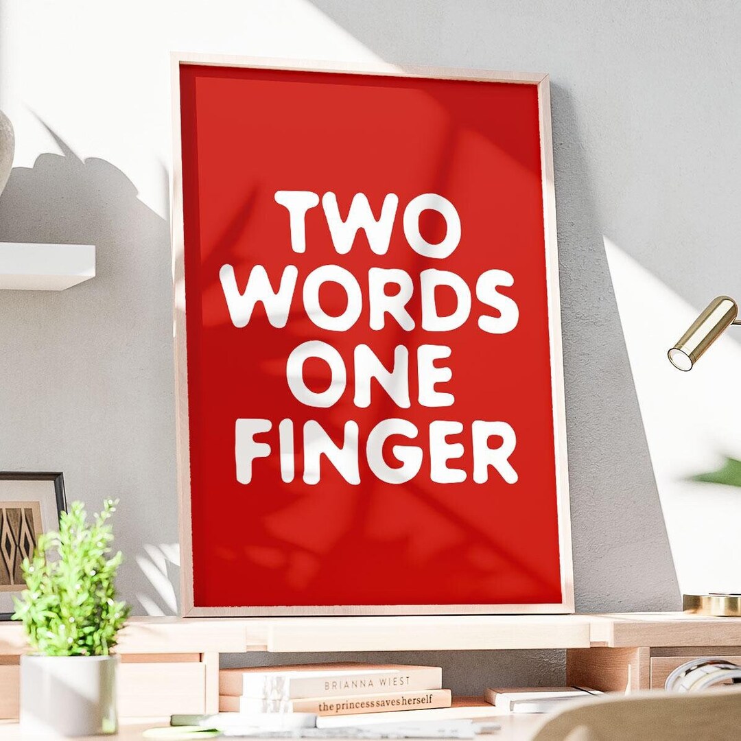 Two Words One Finger Print, Trendy Red Poster, Modern Printable Wall ...