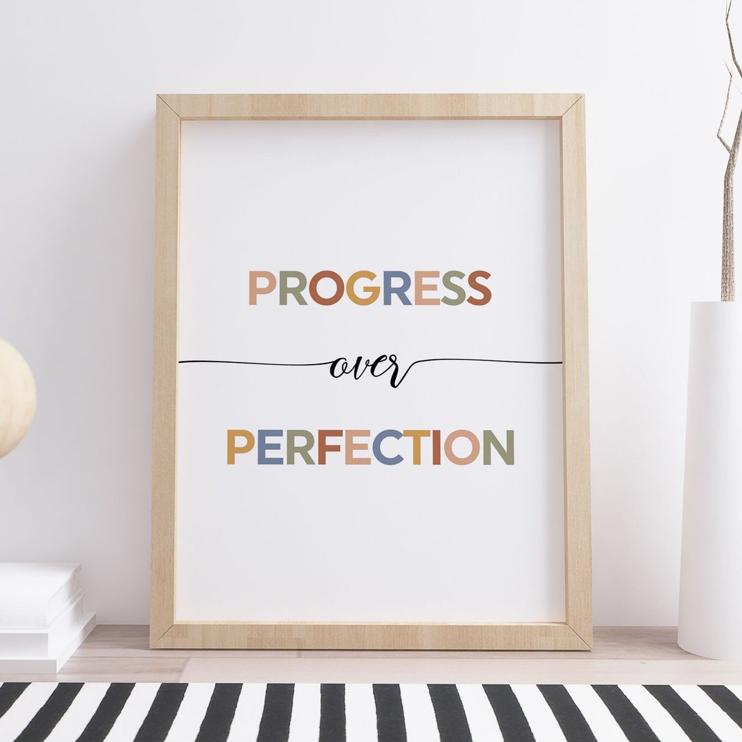 Progress Over Perfection Printable Wall Art, Motivational Typography ...