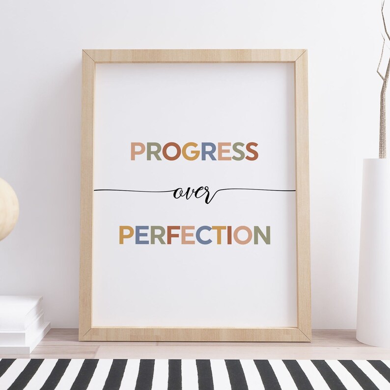 Progress Over Perfection Printable Wall Art, Motivational Typography ...