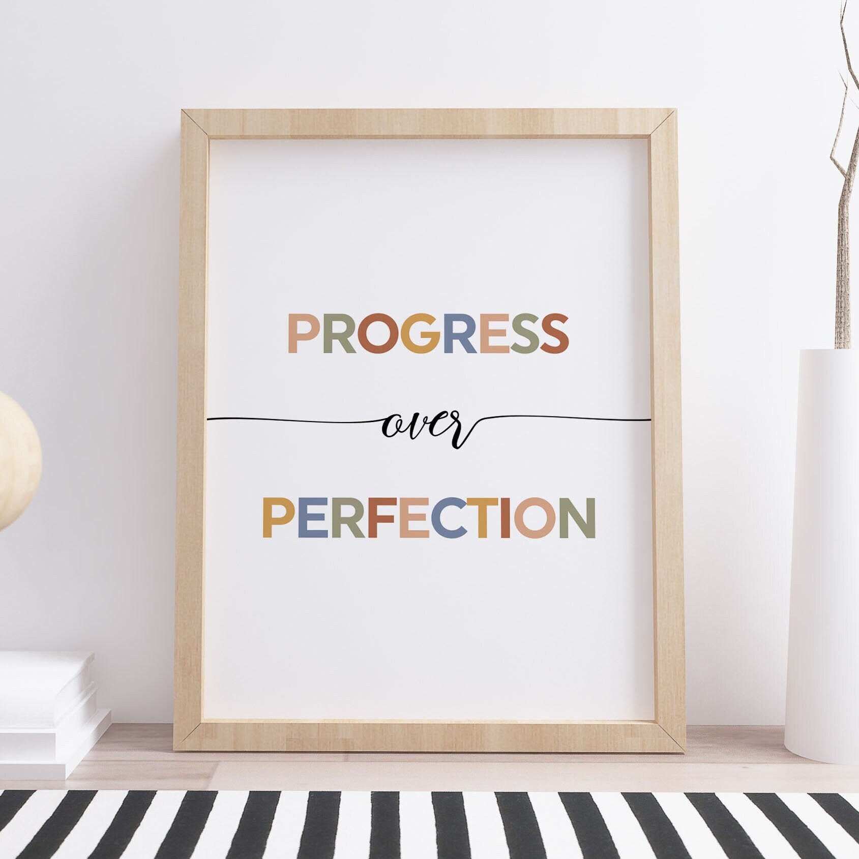 Progress Over Perfection Printable Wall Art, Motivational Typography ...