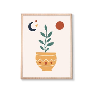 Boho Modern Plant Print, Botanical Poster, Cute Boho Decor, Kitchen ...