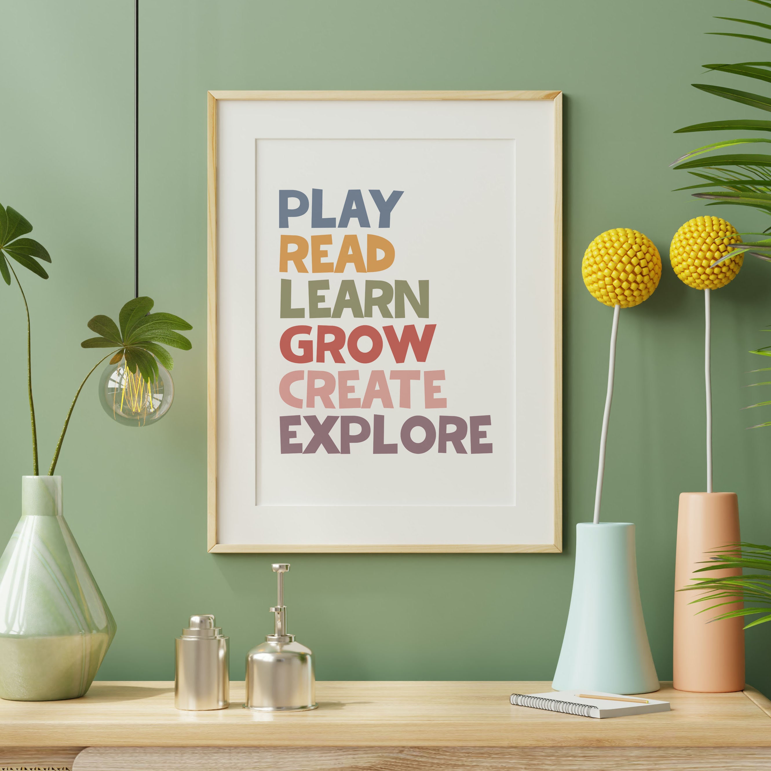 Play Read Learn Grow Create Explore Print, Playroom Poster, Kid's Room ...