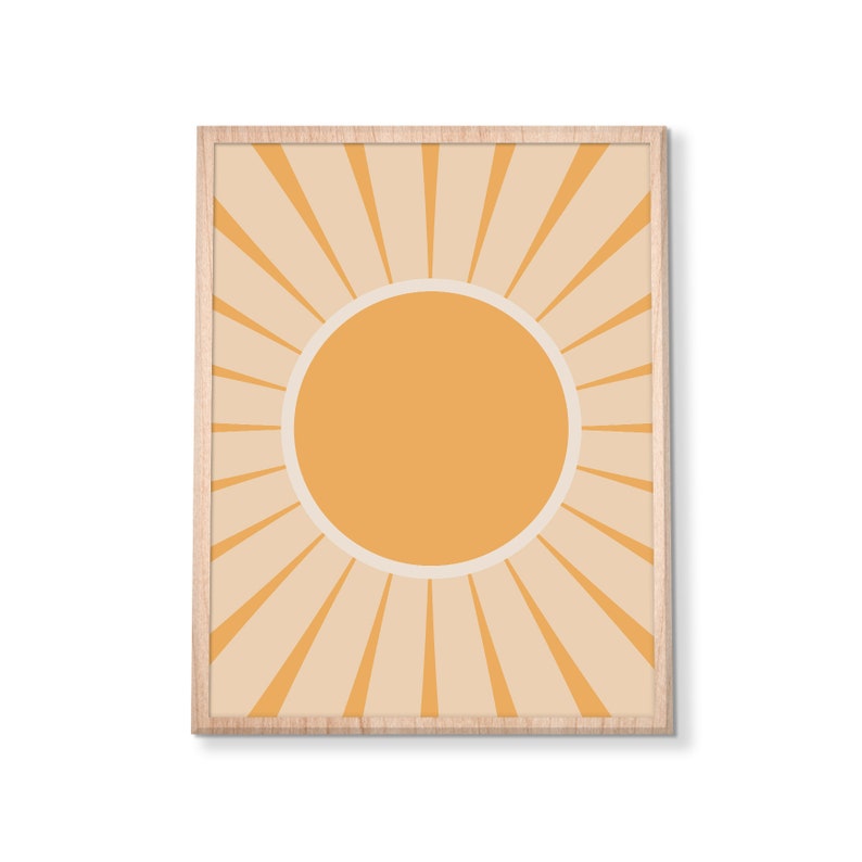 Large Sun Boho Print, Abstract Sun Wall Art, Boho Sun Rays Circle ...