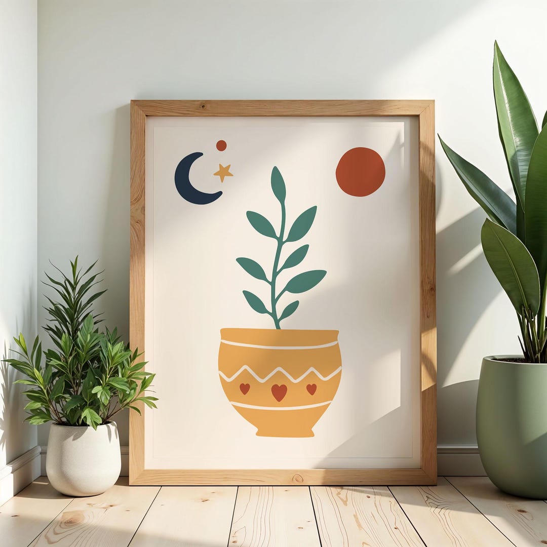 Boho Modern Plant Print, Botanical Poster, Cute Boho Decor, Kitchen ...