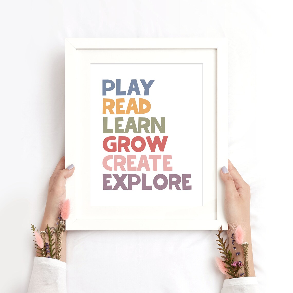 Play Read Learn Grow Create Explore Print, Playroom Poster, Kid's Room ...