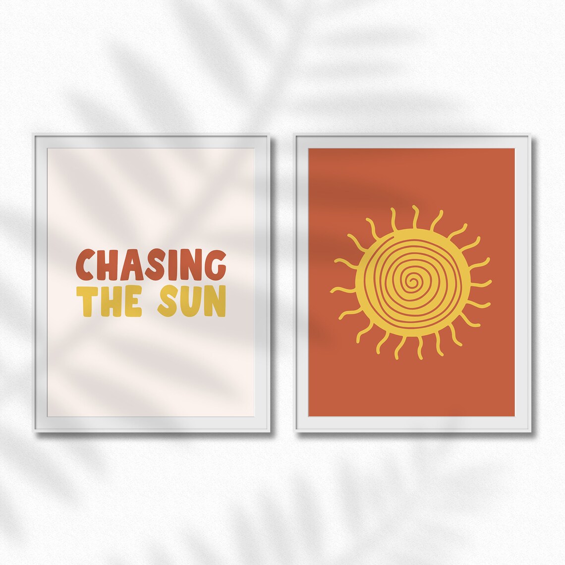 Chasing the Sun, Set of 2 Digital Prints, Cute Boho Sun Print, Bohemian ...