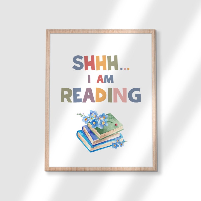 Shhh… I'm Reading Print, Reading Nook Poster, Book Lover Quote ...