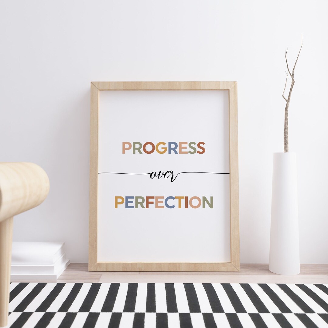 Progress Over Perfection Printable Wall Art, Motivational Typography ...