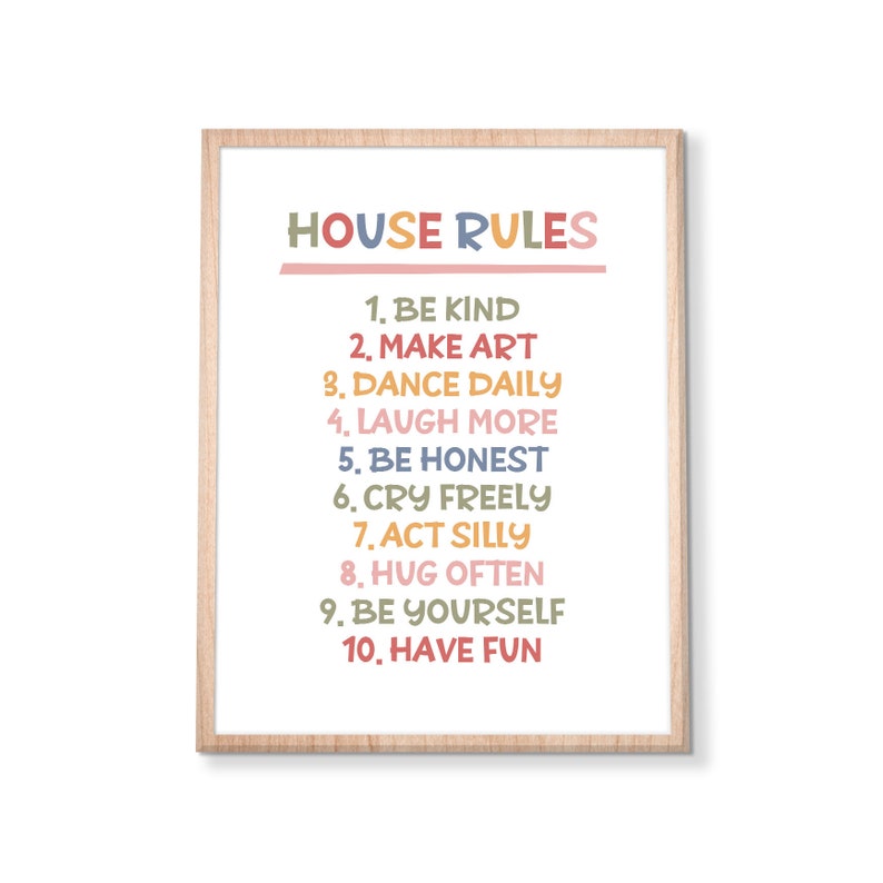 House Rules Print, Cute Boho Living Room Poster, Entry Room Printable ...