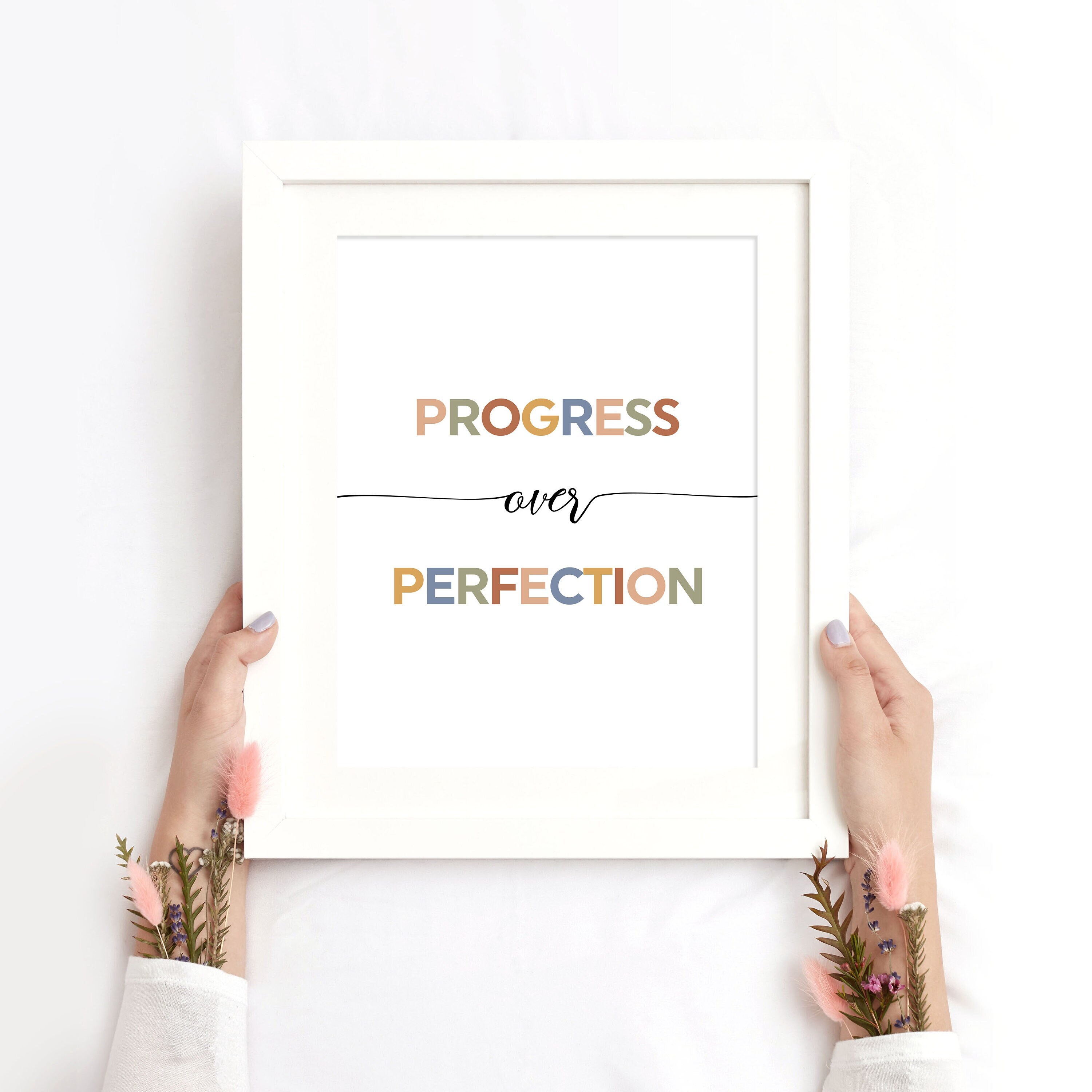 Progress Over Perfection Printable Wall Art, Motivational Typography ...