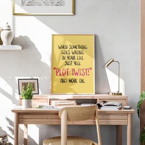 Just Yell Plot Twist Print, Dorm Room Poster, Trendy Pink Yellow Printable Art, Dopamine Decor ...