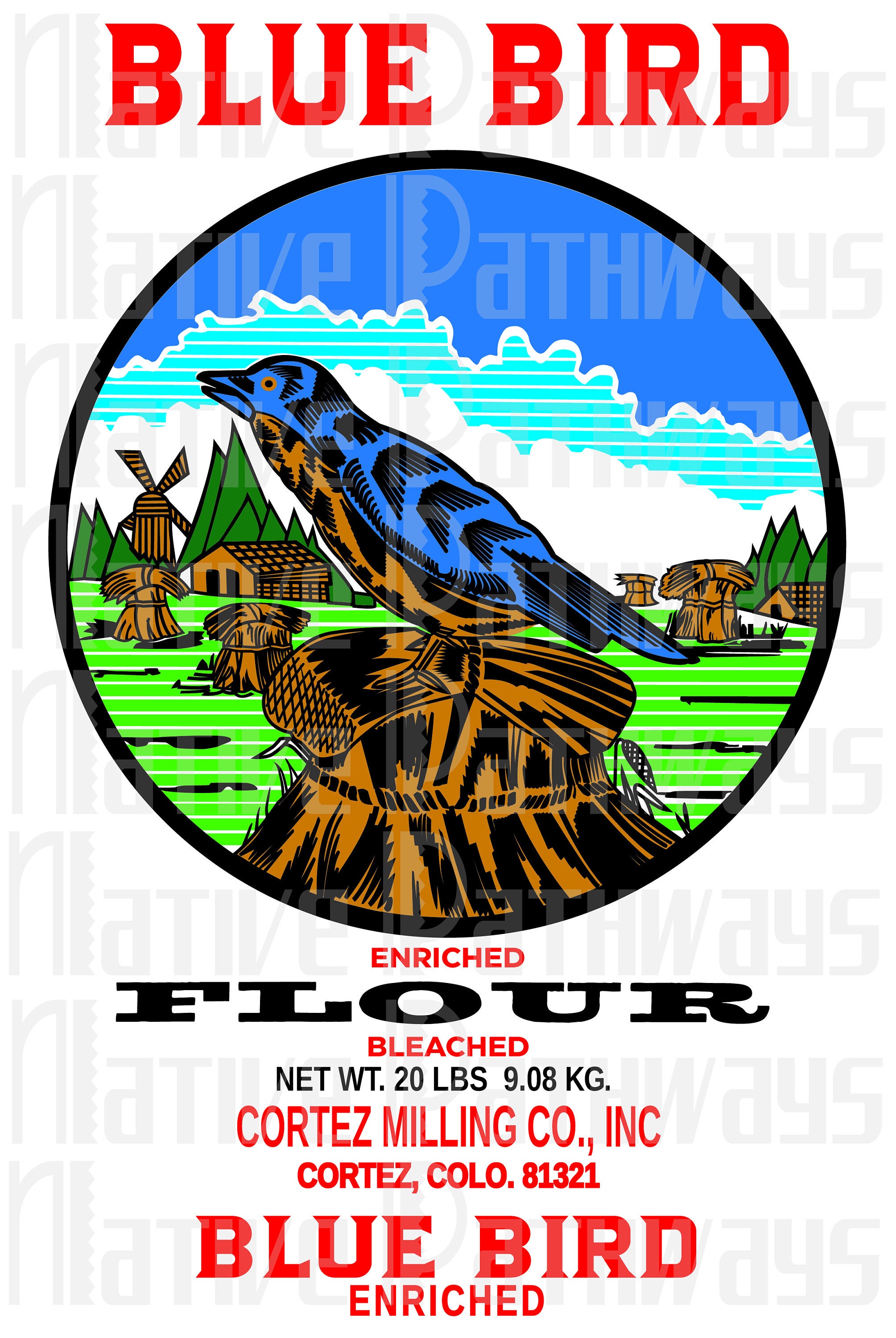 Blue Bird Flour SVG Navajo Native American Frybread Flour | Etsy