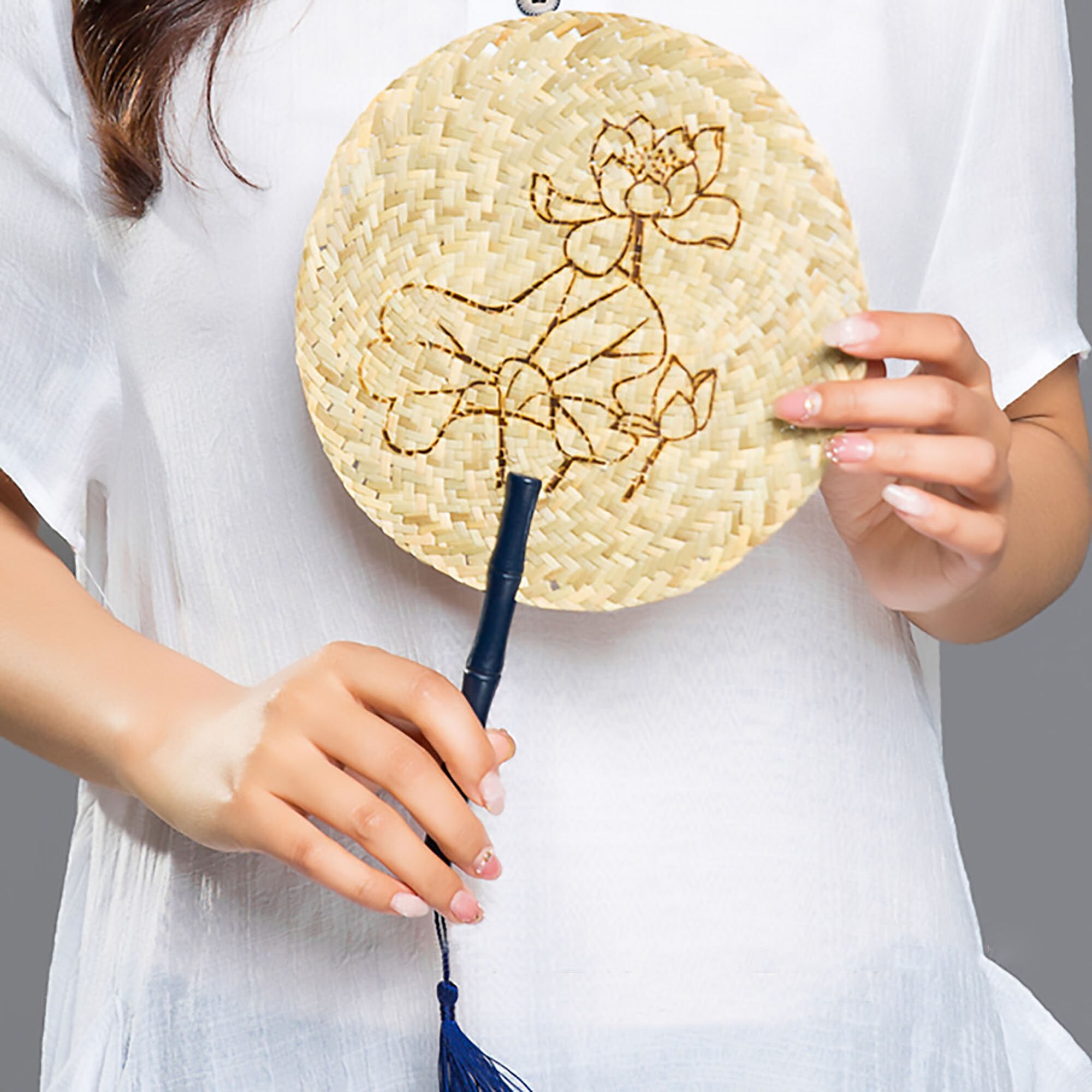 Straw Fan Hand-Woven Fan Round Fan Hand Fan Retro Fan | Etsy