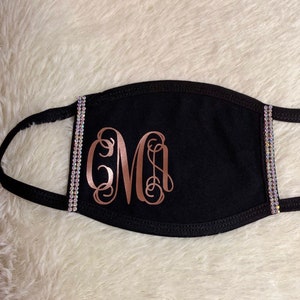Monogram Face Mask Rhinestone Monogram Face Mask Women Face | Etsy