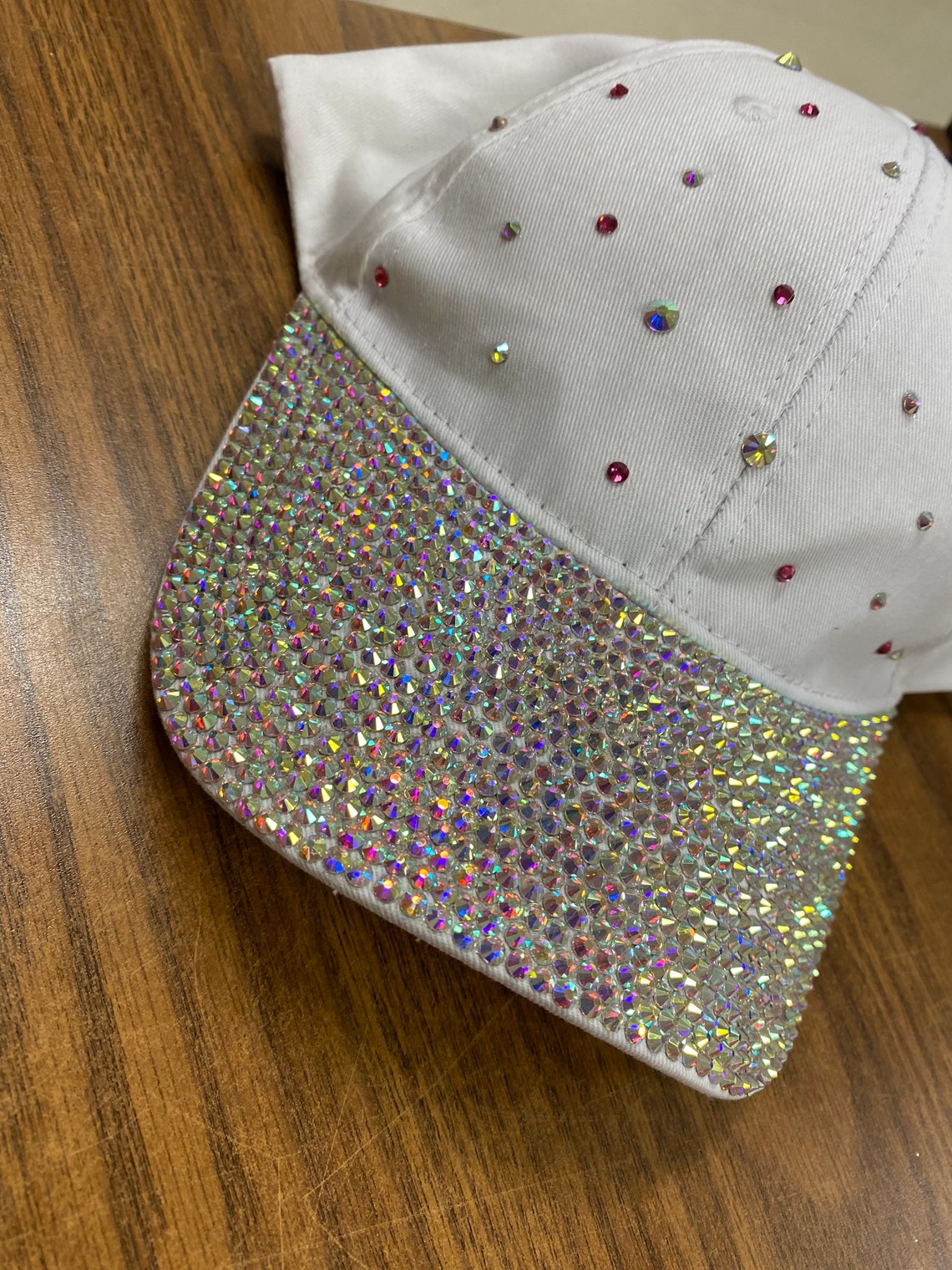 White Rhinestone Baseball Cap: Bling Crystal Hat - Etsy