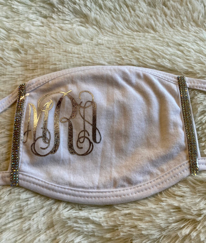 Monogram Face Mask Rhinestone Monogram Face Mask Women Face - Etsy