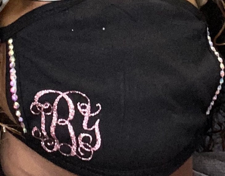 Monogram Face Mask Rhinestone Monogram Face Mask Women Face | Etsy