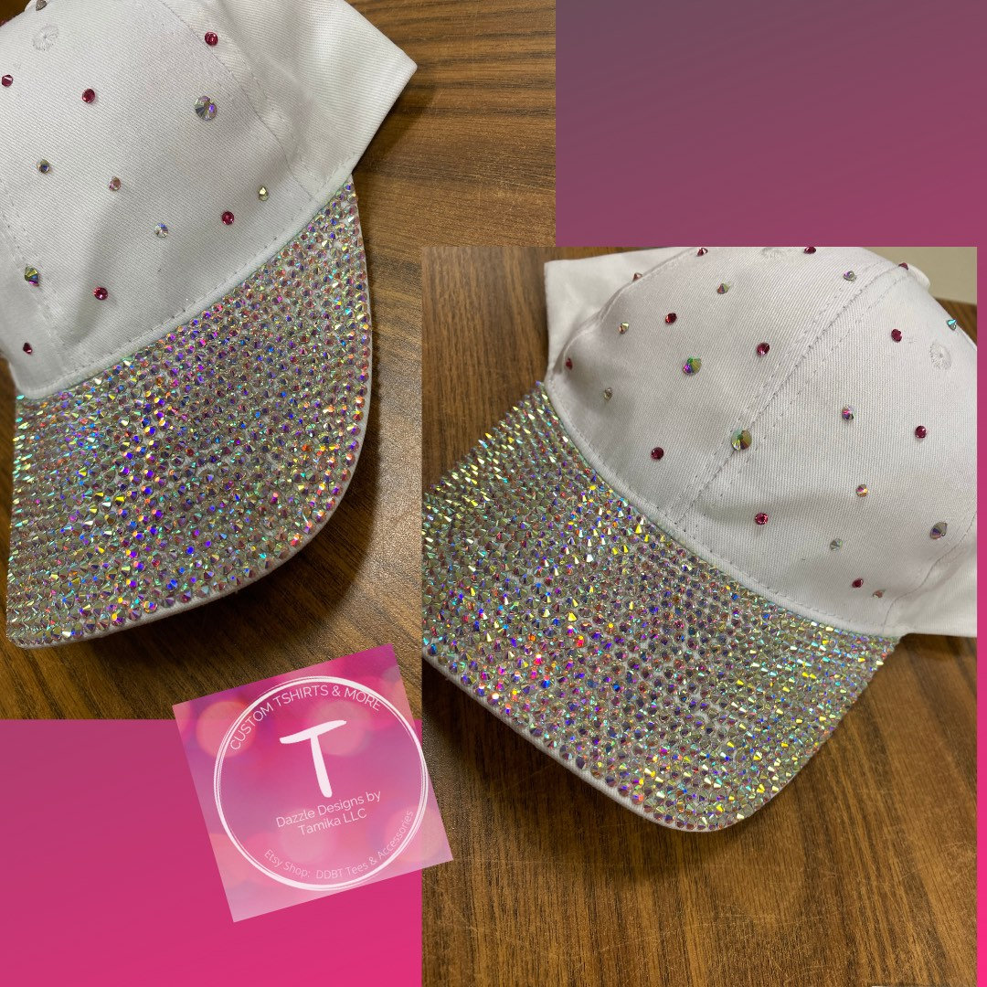 White Rhinestone Baseball Cap: Bling Crystal Hat - Etsy