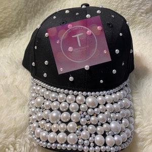 Pearl Baseball Cap, Woman Black Pearl Hat - Etsy