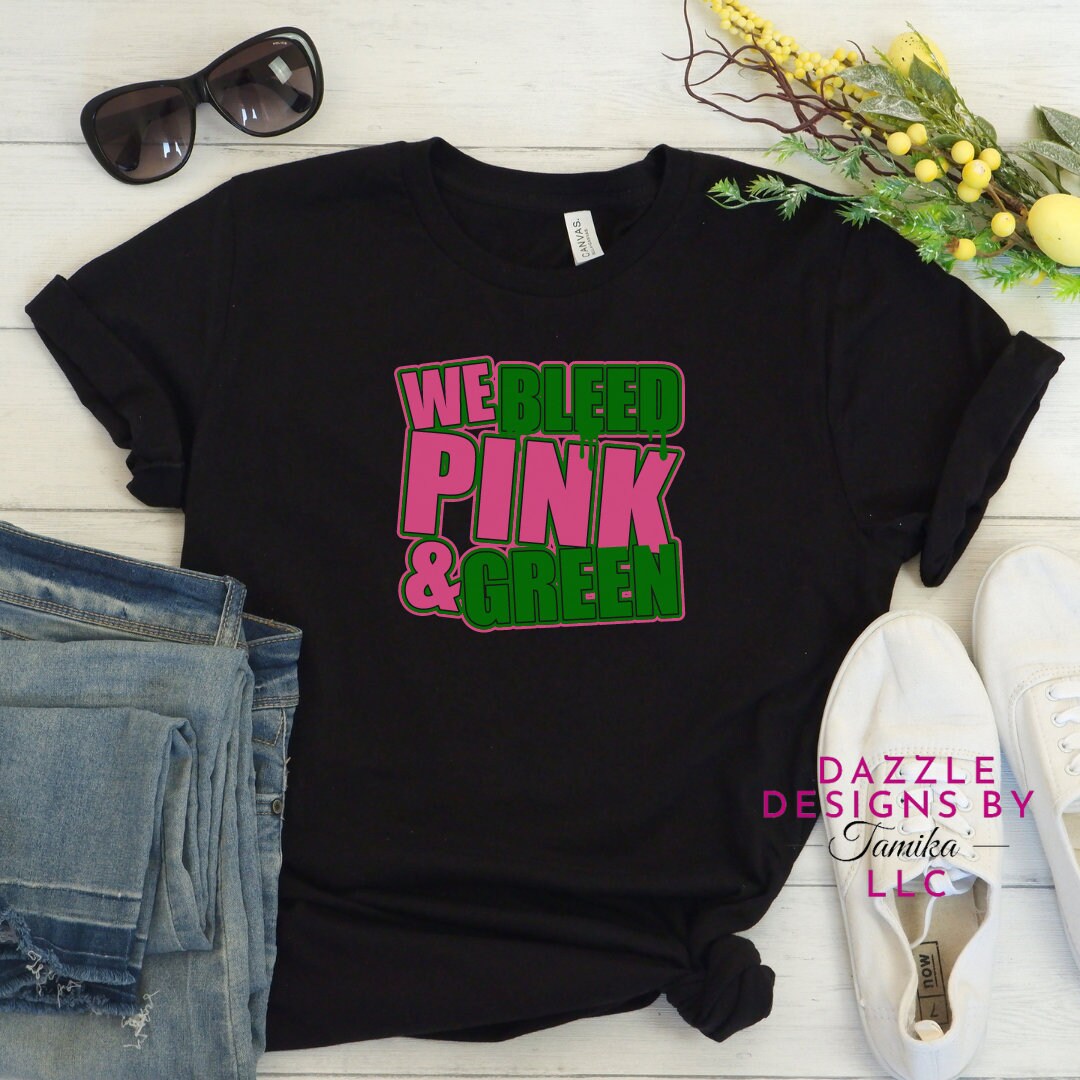 College Tshirt/bleed Pink and Green Shirt/ HBCU Sorority Shirt - Etsy