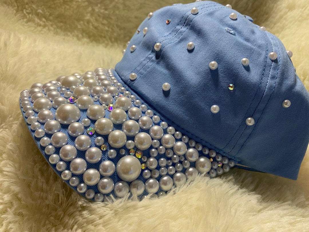 Blue Pearl Baseball Cap, Woman Pearl Hat/bedazzled Hat - Etsy
