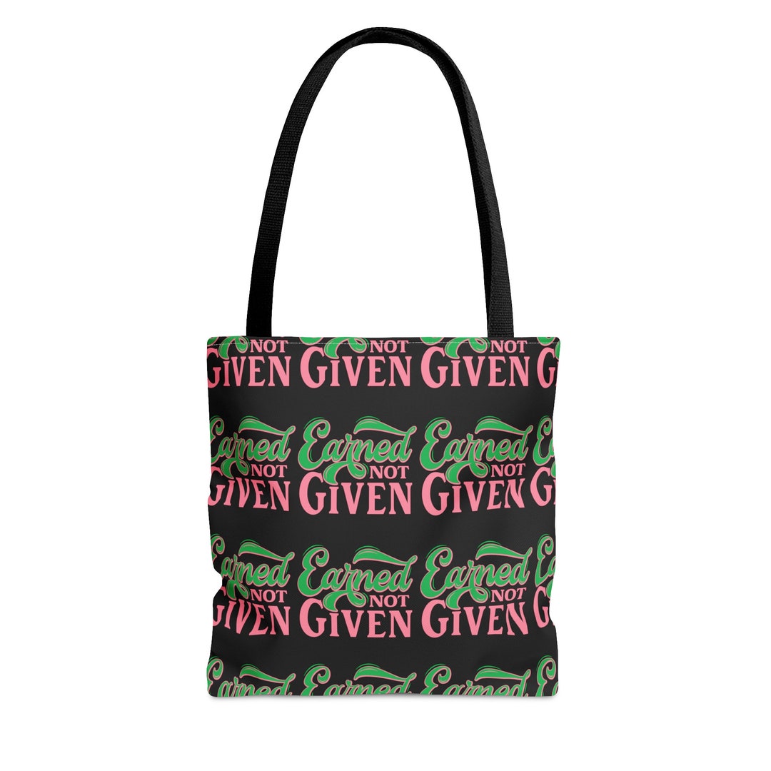 Earned Not Given Tote Bag/ Pink and Green Tote Bag/ Black - Etsy