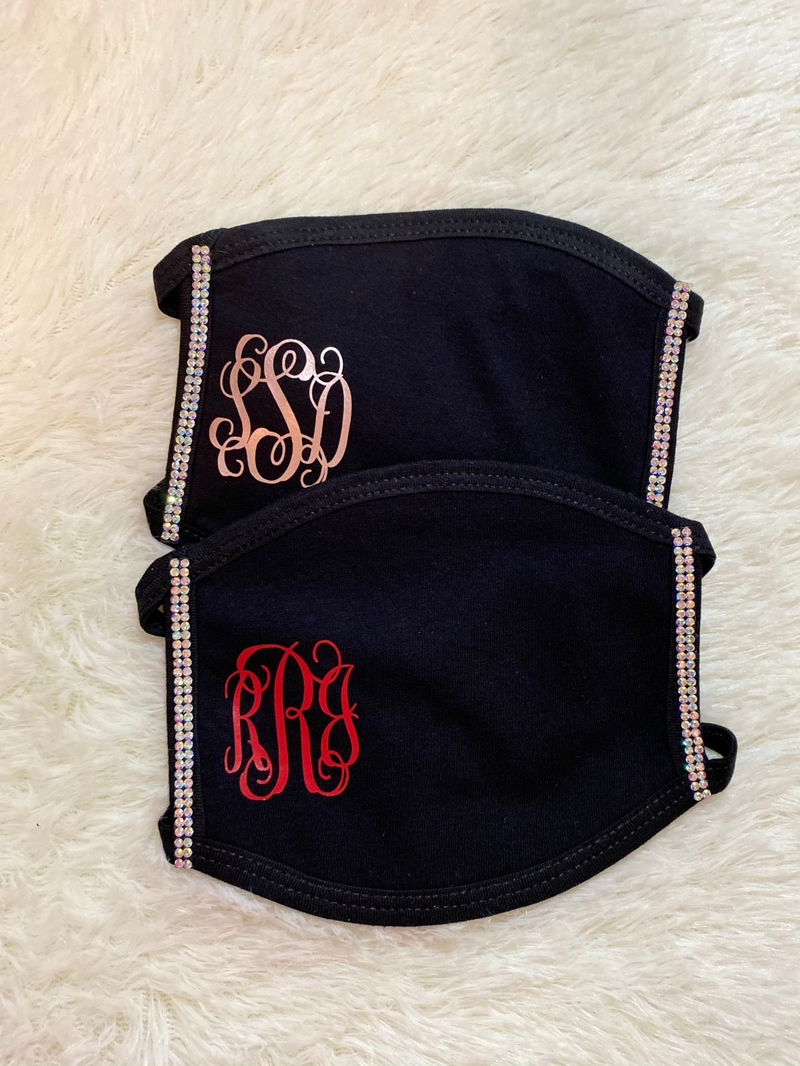Monogram Face Mask Rhinestone Monogram Face Mask Women Face | Etsy