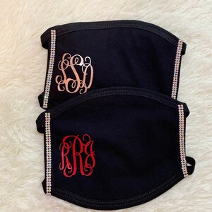Monogram Face Mask, Rhinestone Monogram Face Mask, Women Face Mask - Etsy