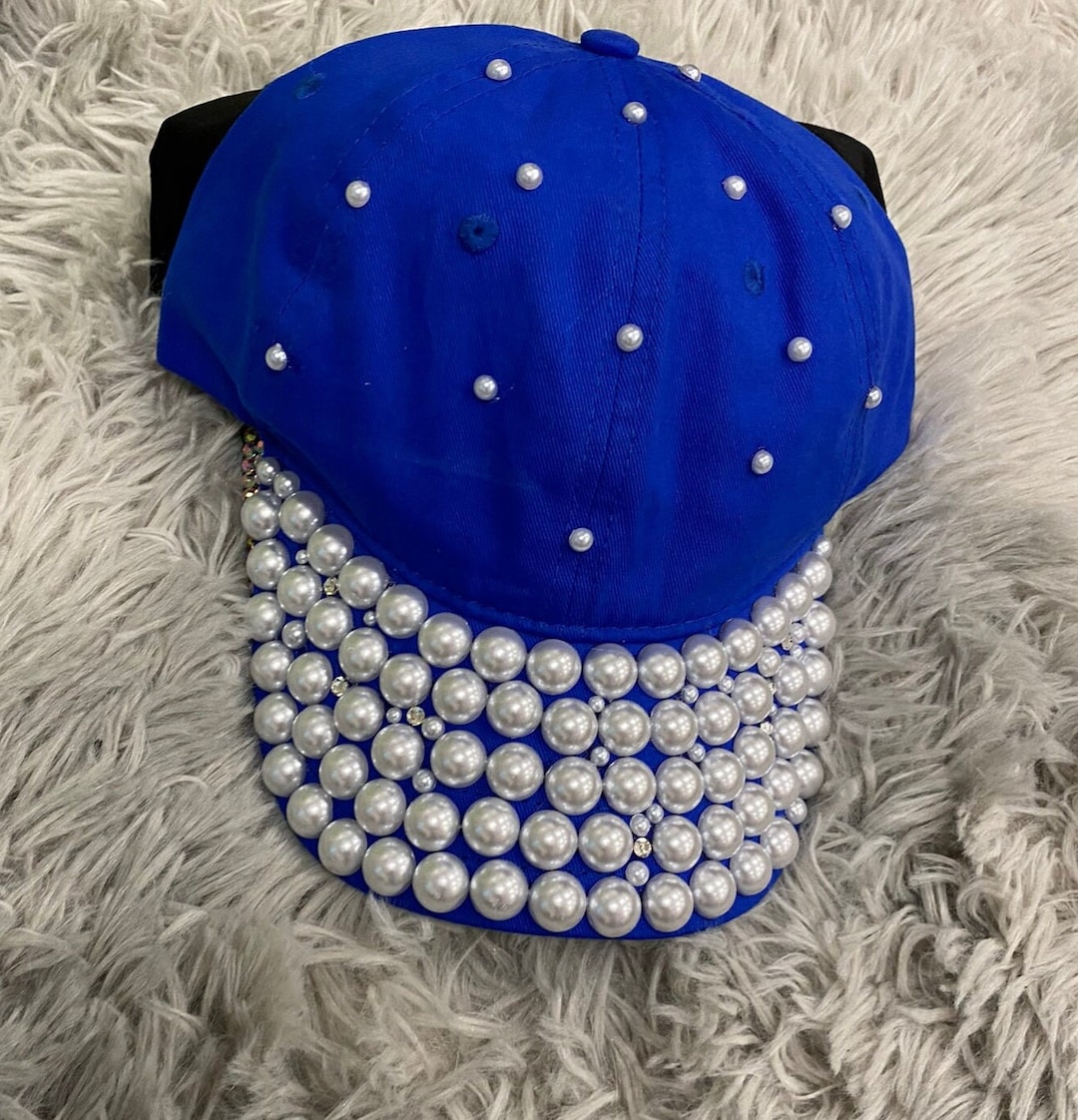 Royal Blue Pearl Baseball Cap: Bedazzled Woman's Hat - Etsy